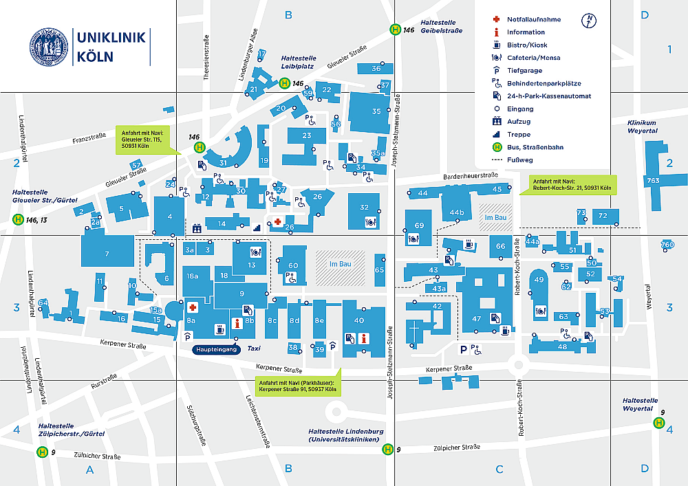 Lageplan & Anfahrt - Uniklinik Köln | Uniklinik Köln
